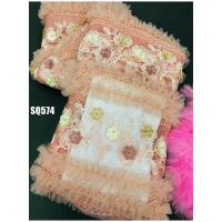 China Popular 3D Flowers Mesh French Lace Embroidered Applique for 90 Yards Customizable Color for sale