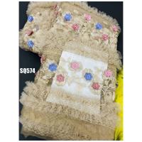 China Popular 3D Flowers Mesh French Lace Embroidered Applique for 90 Yards Customizable Color for sale