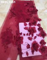 China Supoo bridal netting fabric red wedding lace 3D flower embroidery designs for lace wedding dress for sale