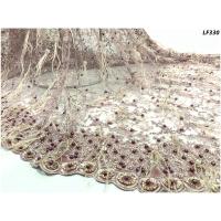 China Handmade Beaded Lace Trim Luxury Feather Embroidery Lace Fabric for Evening Gowns for sale