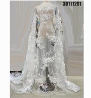 China Bridal Lace Textile Handmade 3d Pearl Lace in Stunning Red for Sustainable Bridal Wear for sale