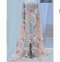 China Bridal Lace Textile Handmade 3d Pearl Lace in Stunning Red for Sustainable Bridal Wear for sale