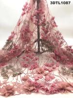 China Gorgeous African Lace Fabric 3D Flower Embroidery on French Tulle for Wedding Outfits for sale
