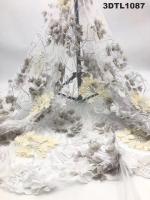 China Gorgeous African Lace Fabric 3D Flower Embroidery on French Tulle for Wedding Outfits for sale