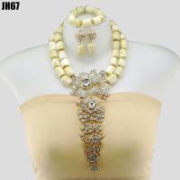 China 2023 Elegant African Beads Jewelry Sets Senegal/ghana Wedding Handmade Jewelry Women's Golden Wedding Jewelry Sets for sale