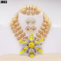 China New fashion  African Beads Jewelry Sets Senegal/ghana Wedding Handmade Jewelry Women's Golden Wedding Jewelry for sale