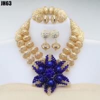 China New fashion  African Beads Jewelry Sets Senegal/ghana Wedding Handmade Jewelry Women's Golden Wedding Jewelry for sale