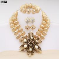 China New fashion  African Beads Jewelry Sets Senegal/ghana Wedding Handmade Jewelry Women's Golden Wedding Jewelry for sale