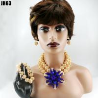 China New fashion  African Beads Jewelry Sets Senegal/ghana Wedding Handmade Jewelry Women's Golden Wedding Jewelry for sale