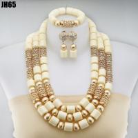 China 2023 Good quality Elegant African Beads Jewelry Sets Senegal/ghana Wedding Handmade Jewelry Women's Golden Wedding Jewelry Sets for sale