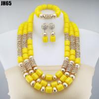 China 2023 Good quality Elegant African Beads Jewelry Sets Senegal/ghana Wedding Handmade Jewelry Women's Golden Wedding Jewelry Sets for sale