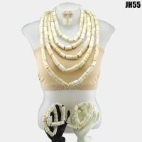China Elegant African Beads Jewelry Sets Senegal/ghana Wedding Handmade Jewelry Women's Golden Wedding Jewelry Sets for sale