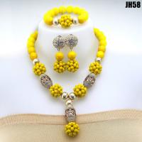 China Cheap African Beads Jewelry Sets Senegal/ghana Wedding Handmade Jewelry Women's Golden Wedding Jewelry Sets for party for sale