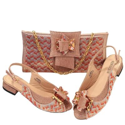 China Exquisite African Low Heel Shoes and Bags Set for Women's Party Includes Italian Bag for sale