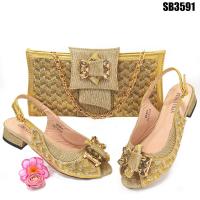 China Exquisite African Low Heel Shoes and Bags Set for Women's Party Includes Italian Bag for sale