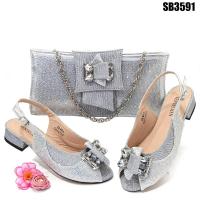 China Exquisite African Low Heel Shoes and Bags Set for Women's Party Includes Italian Bag for sale