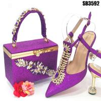 China Women's Party Shoes Set with Stones and Matching Bag Set Flat Heel Type Italian Shoes for sale
