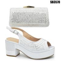 China New shoes bag set with stones beautiful italian shoes to match bag set Women party shoes set for sale