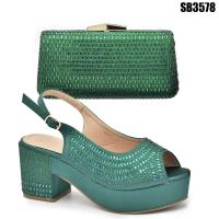 China New shoes bag set with stones beautiful italian shoes to match bag set Women party shoes set for sale