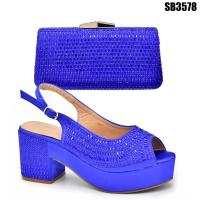 China New shoes bag set with stones beautiful italian shoes to match bag set Women party shoes set for sale