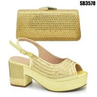 China New shoes bag set with stones beautiful italian shoes to match bag set Women party shoes set for sale