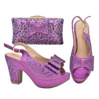 China Spring Women's Party Shoes Set with Beautiful Stones and Matching Bag Italian Design for sale
