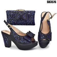 China Spring Women's Party Shoes Set with Beautiful Stones and Matching Bag Italian Design for sale