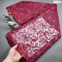 China Embroidered Mesh Tulle Lace Glitter Decoration Guipure Lace African Chantilly Lace for sale