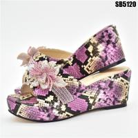 China Beautiful Mature Italian Shoes for Lovely Lady Dress Pu Women Summer Shoes Shoes and Bag Set Summer Sandals Thick Plastic Wedges for sale