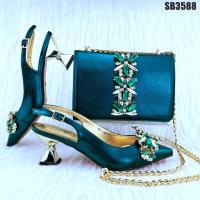 China teal color shoes with bag for sale
