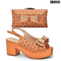 China Supoo SB3575 Nigerian High Heel Shoes and Matching Bags for African Wedding Attire for sale