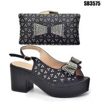 China Supoo SB3575 Nigerian High Heel Shoes and Matching Bags for African Wedding Attire for sale