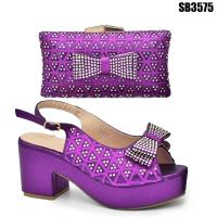 China Supoo SB3575 Nigerian High Heel Shoes and Matching Bags for African Wedding Attire for sale