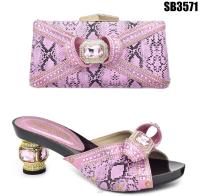 China Women's Spring Season PU High Heel Shoes and Matching Bags Set Perfect for African Wedding for sale