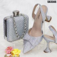 China Supoo Orange shiny Italian ladies shoes matching bags with stones african wedding high heel shoes for party for sale