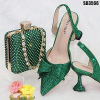 China Supoo Orange shiny Italian ladies shoes matching bags with stones african wedding high heel shoes for party for sale