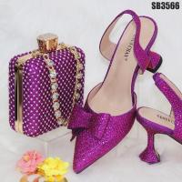 China Supoo Orange shiny Italian ladies shoes matching bags with stones african wedding high heel shoes for party for sale