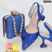 China Supoo Orange shiny Italian ladies shoes matching bags with stones african wedding high heel shoes for party for sale