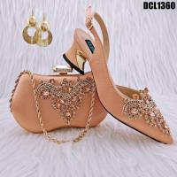 China Supoo Wedding African Wedding Party Low Heel Shoes and Bags 100% Polyester from 38-43 for sale