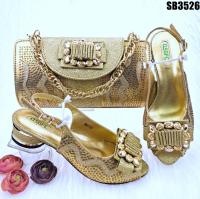China Supoo Good quality wedding shoes matching bags african lower heel shoes for party green ladies shoes for sale