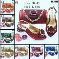 China Supoo Good quality wedding shoes matching bags african lower heel shoes for party green ladies shoes for sale
