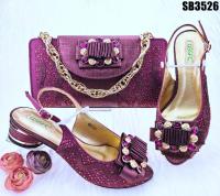 China Green Ladies Shoes for Party Supoo Wedding Shoes Matching Bags African Lower Heel Shoes for sale