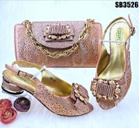 China Green Ladies Shoes for Party Supoo Wedding Shoes Matching Bags African Lower Heel Shoes for sale