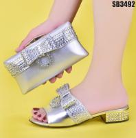 China Supoo Wedding Italian ladies shoes and bags set adorned with fashionable PU material for sale
