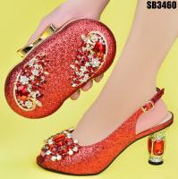 China Supoo wedding shoes Italian ladies shoes matching bags  high heel shoes Ghana/Senegal purse for party for sale