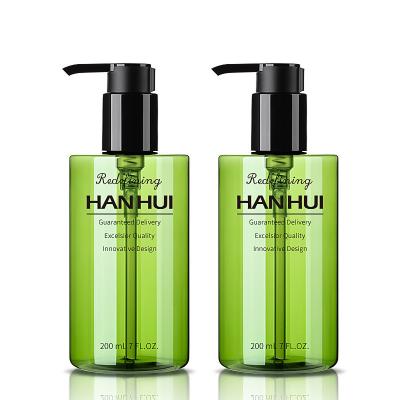 China 200ml Flat PET PCR Plastic Shampoo Bottle with Black Pump 24/410 Neck Custom for sale