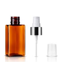 China OEM Recycled PET 50ml Amber Lotion Bottle with Pump for Skin Care Serum for sale