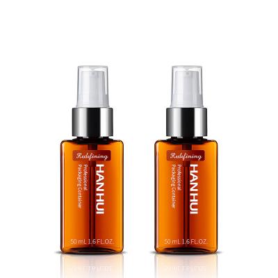 China OEM Recycled PET 50ml Amber Lotion Bottle with Pump for Skin Care Serum for sale