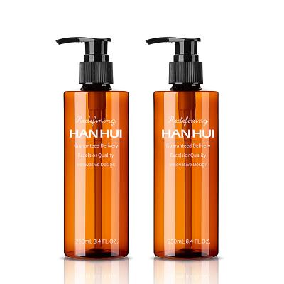 China Safety Custom Color 250ML Cylinder Plastic Shampoo Bottles With Press Pump for sale