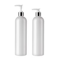 China 16 Oz Empty Shampoo Bottles White 480ml With Silver Collar Pump for sale